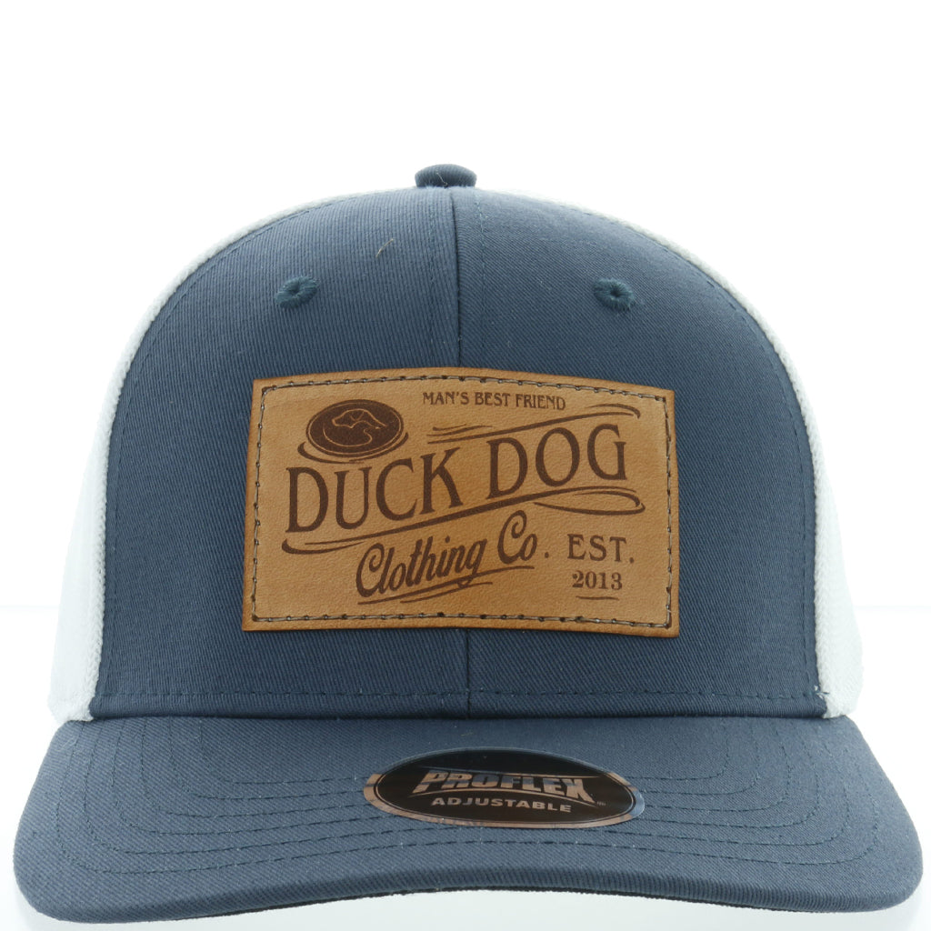 PRO FLEX - Flat Bill - Leather Patch - Slate/White - DDC – Duck Dog ...